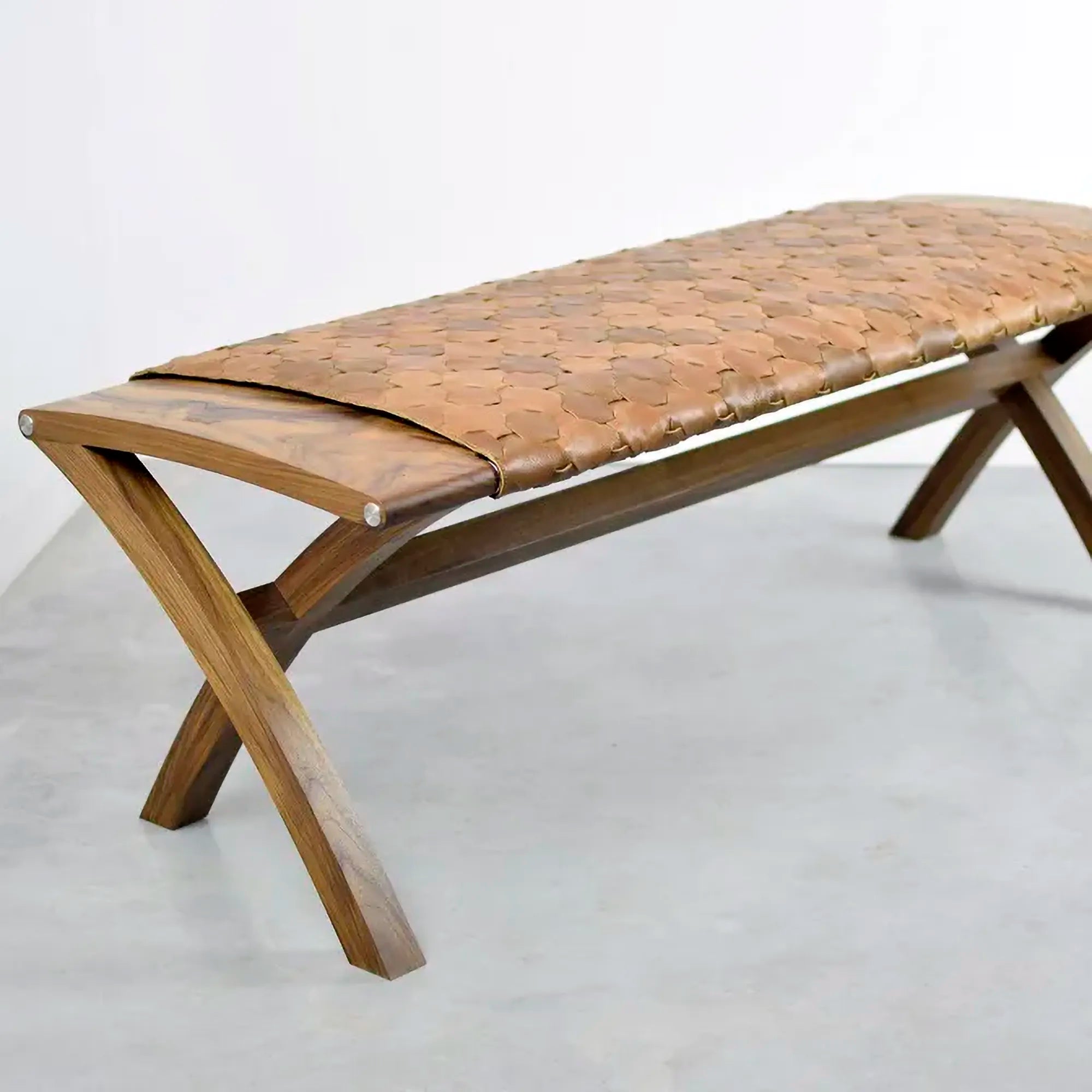 Sustainable Leather & Wood Beam Bench | Elvis & Kresse